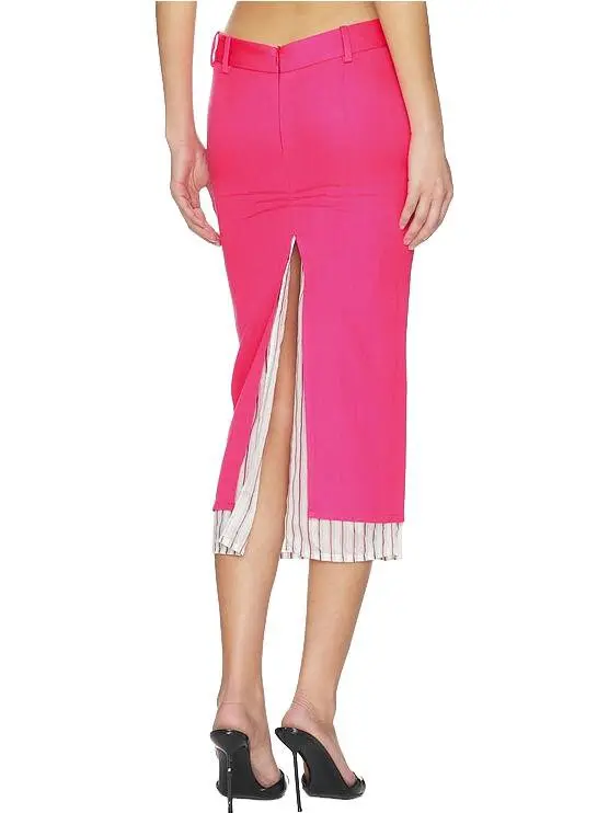 Attico Low Rise Midi Skirt - Neon Pink