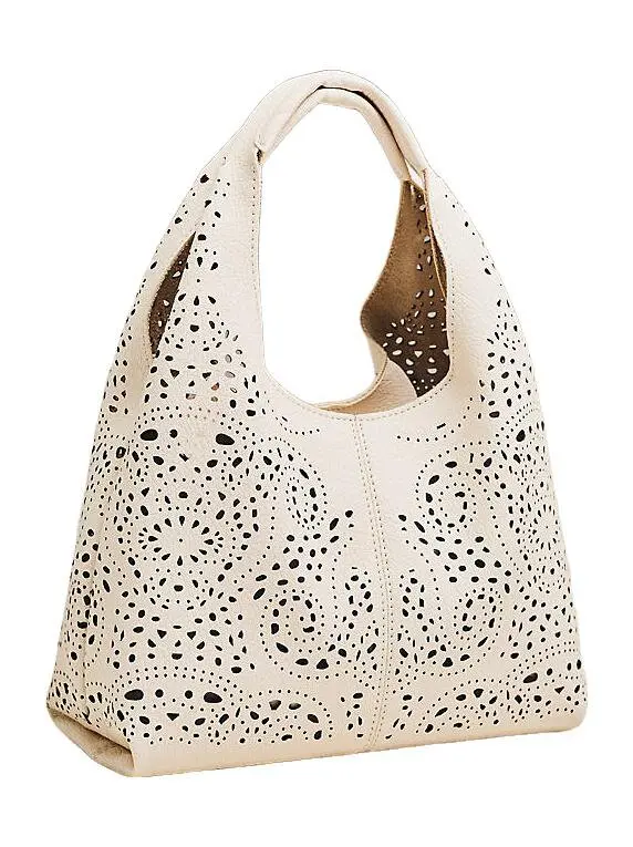 MELIE BIANCO Perforated Mini Hand Bag - Bone