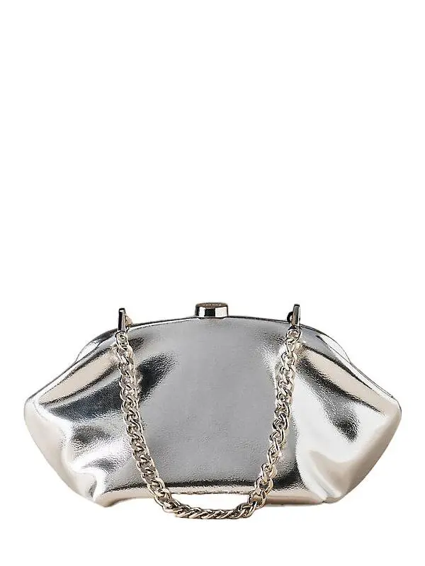 OLGA BERG Tally Metallic Clutch - Silver