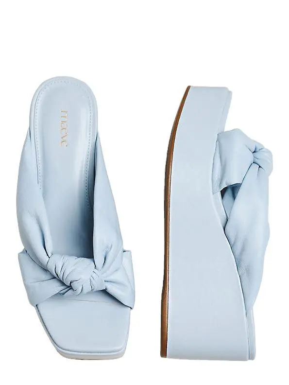 Maeve Knotted Platform Sandals - Light Blue