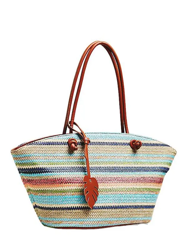 AOTA Jessica Raffia Tote Bag - Blue
