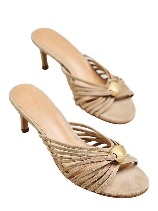 Anthropologie Strappy Kitten Heel Sandals - Taupe