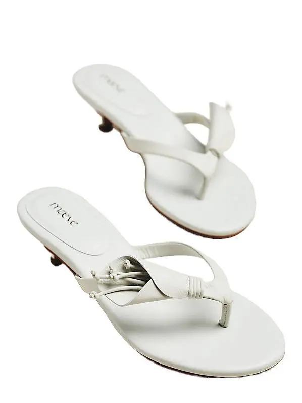 Maeve Flower Kitten Heel Thong Sandals - Cream