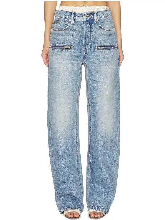Alexander Wang Silk Prestyle Float Jeans With Horizontal Zips - Authentic Light Indigo
