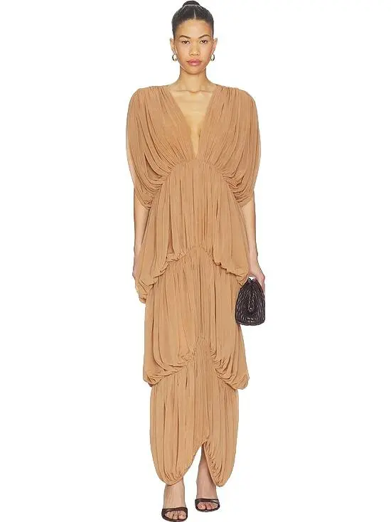 Ronny Kobo Damier Dress - Nude