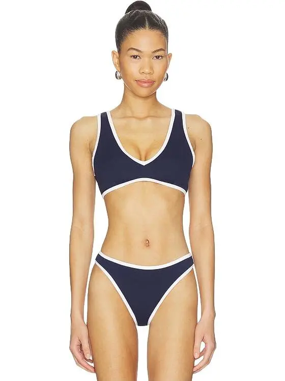 Good American Compression Deep V Bikini Top - Horizon Ink