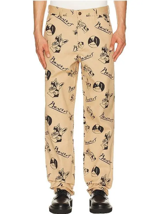 MARKET Smiley Cubism Double Knee Pant - Khaki