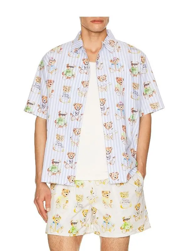 MARKET Teddy Striped Woven Shirt In Blue - Multi