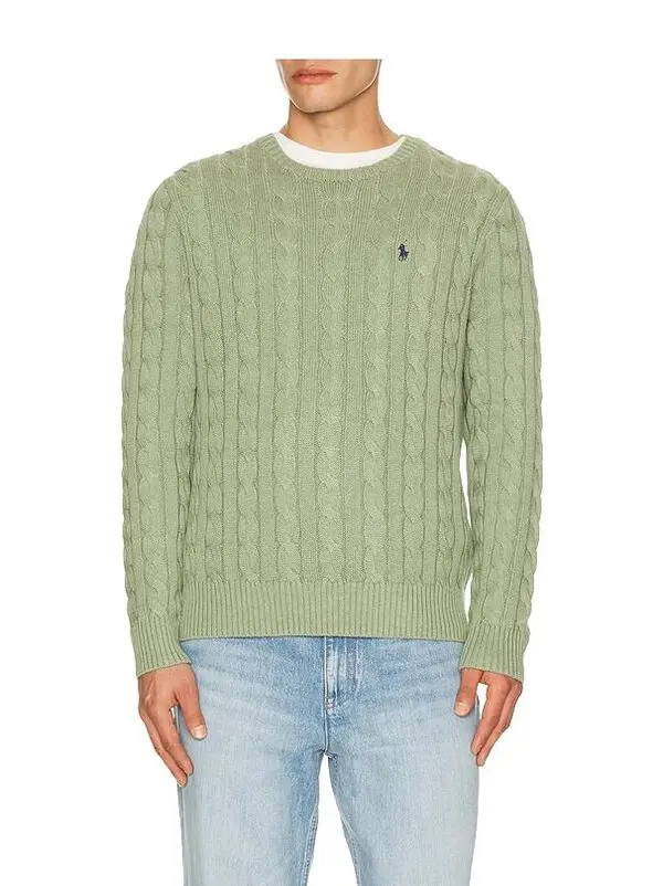 Polo Ralph Lauren Cable Knit Crewneck Sweater - Fern Green Heather
