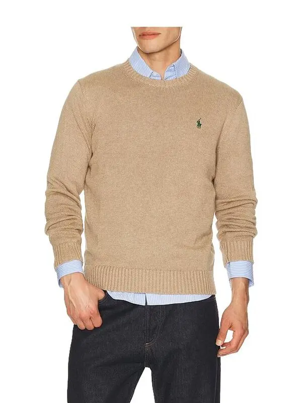Polo Ralph Lauren Cotton Shaker Knit Crewneck Sweater - Bronze Melange