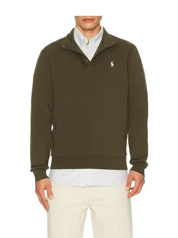 Polo Ralph Lauren Long Sleeve Double Knit Tech Snap Mocknock Pullover - Company Olive