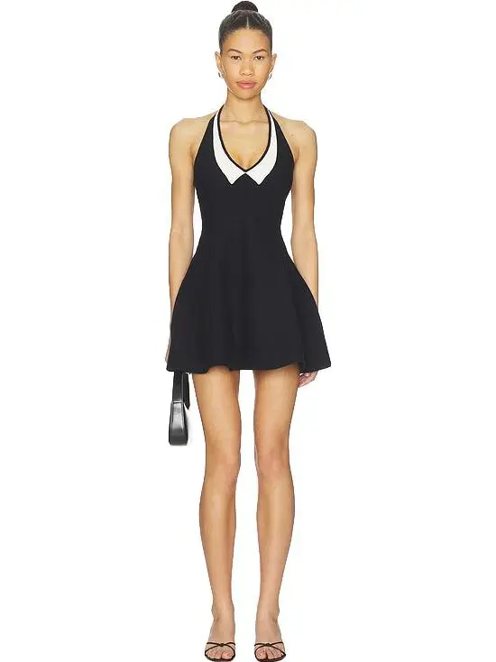 FLEUR DU MAL Sofia Collared Flare Dress - Black & Ivory