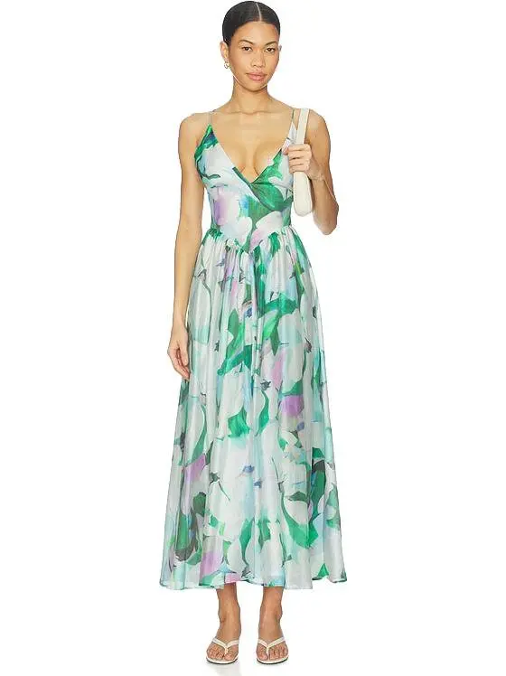 Bardot Arletha Halter Maxi Dress - Green Floral