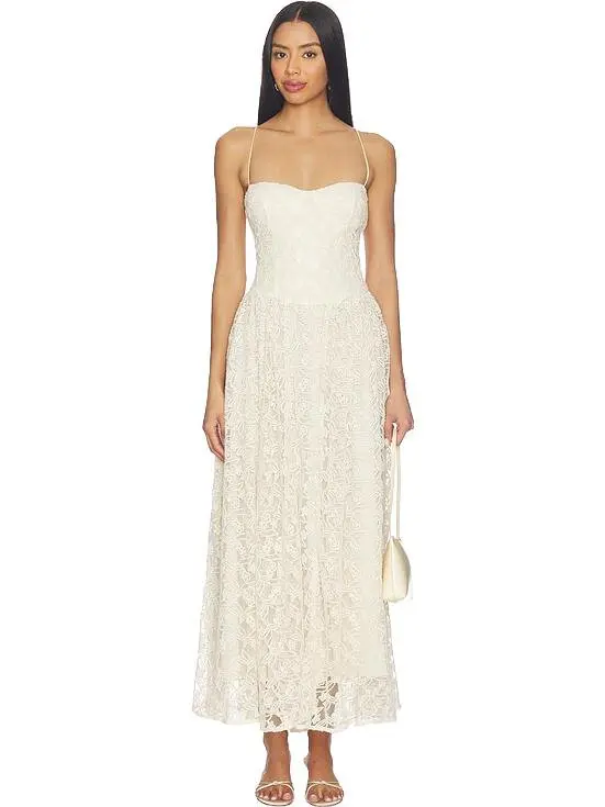 Bardot Estie Broderie Maxi Dress - Light Beige