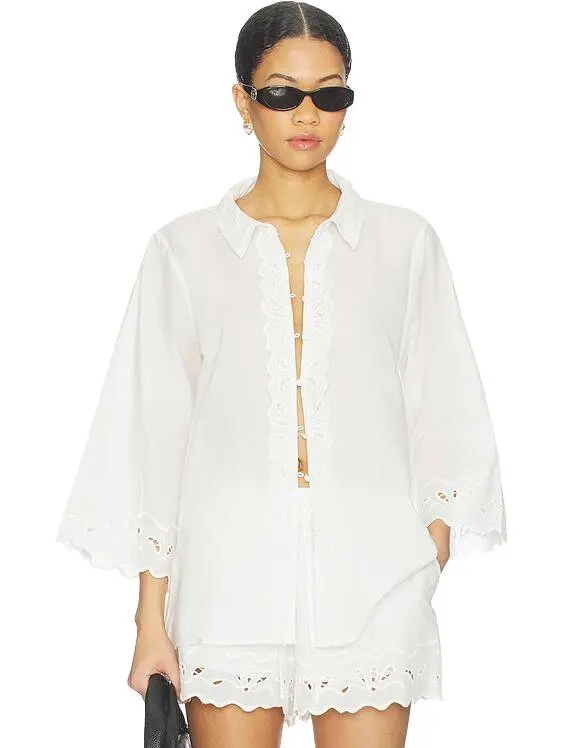 Bardot Aleria Trimmed Cotton Shirt - Orchid White
