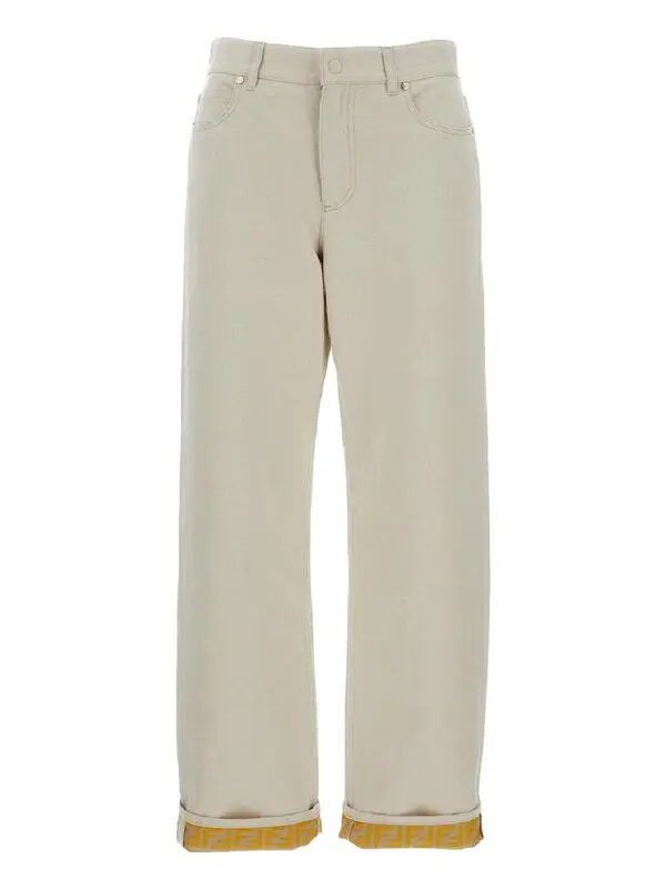 Fendi Ff Reverse Straight-leg Jeans - Beige