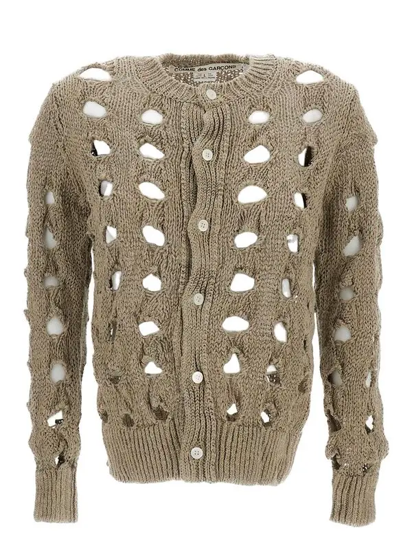 Comme Des Garçons Short Openwork Cardigan - Beige
