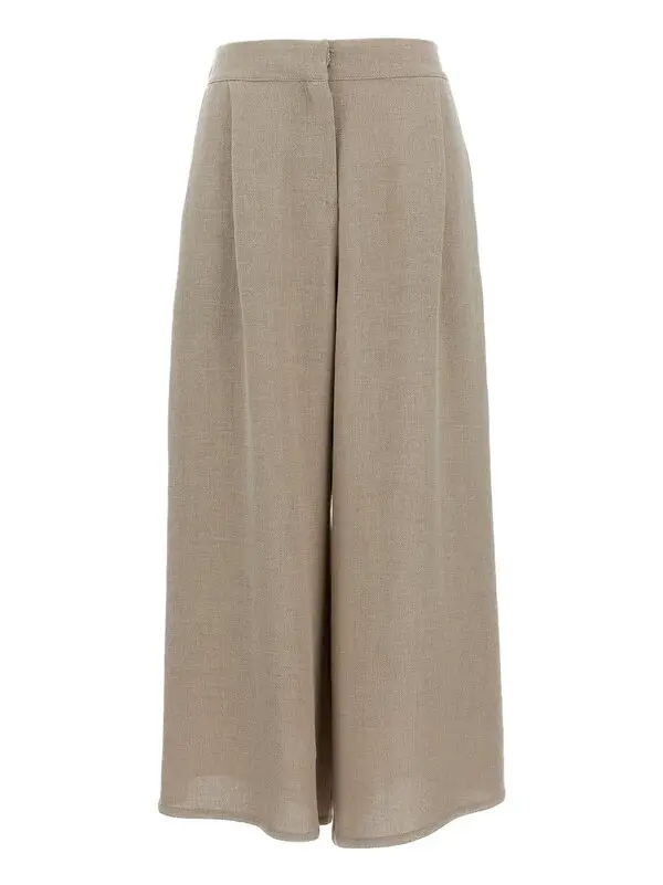 Dusan Wide Linen Trousers - Beige