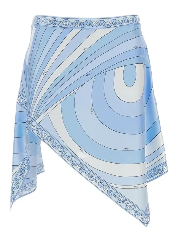 Emilio Pucci Printed Foulard Asymmetrical Skirt - Sky Blue