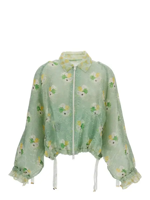Fendi Organza Lace Bomber Jacket - Green