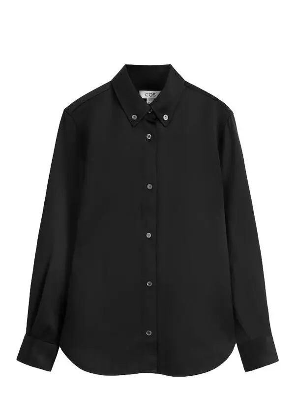 Cos Button-down Collar Satin Shirt - Black