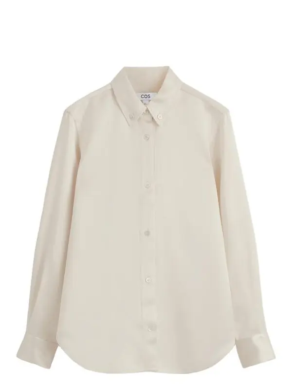 Cos Button-down Collar Satin Shirt - White
