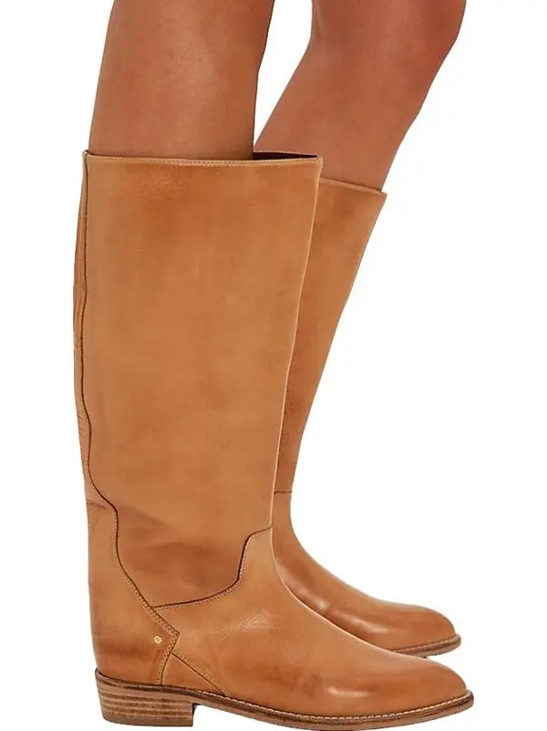 BRONX Leather Tall Boots - Natural