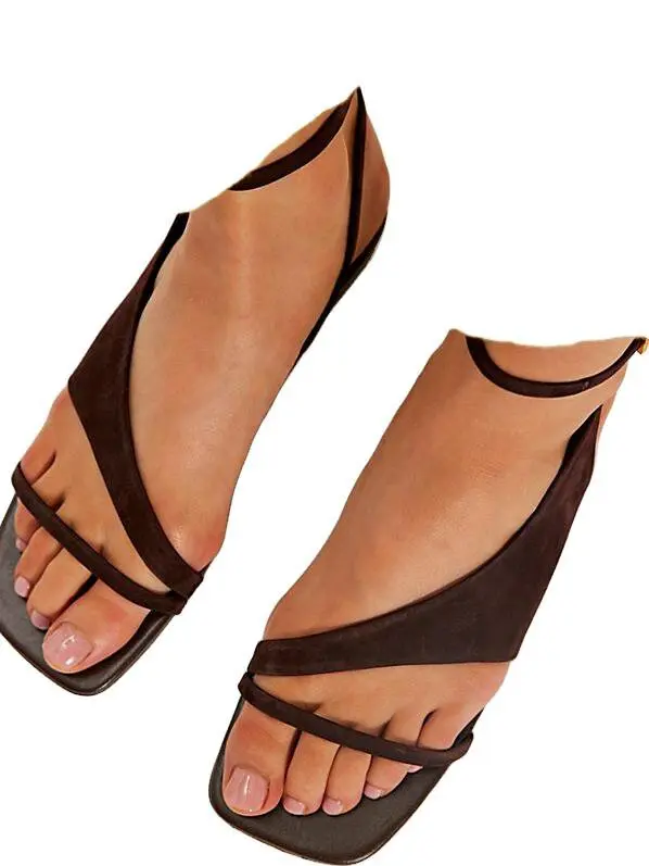 VICENZA Adelaide Asymmetric Sandals - Chocolate Suede