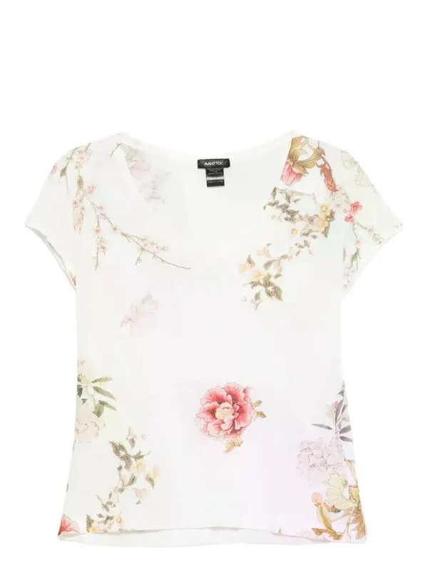 Avant Toi Floral Print T-shirt - Neutrals