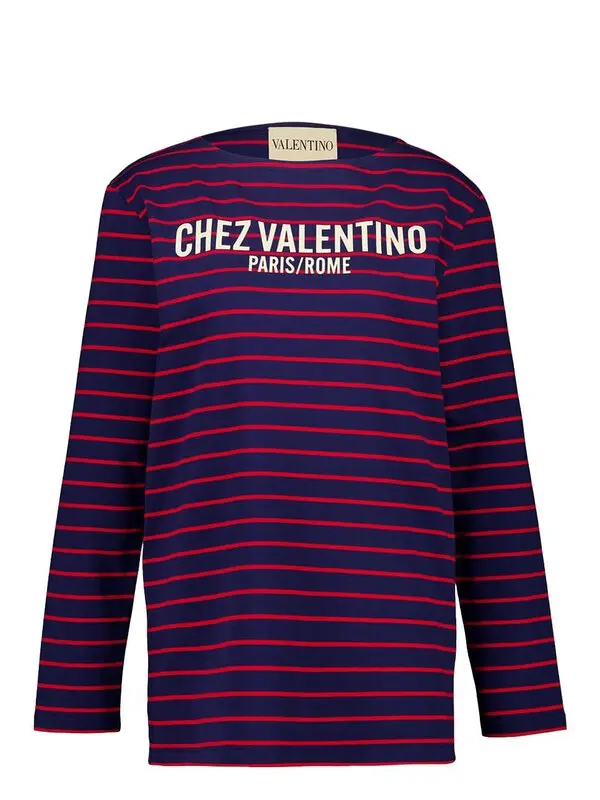 Valentino Garavani Chez Striped Long Sleeve Top - Multicolour