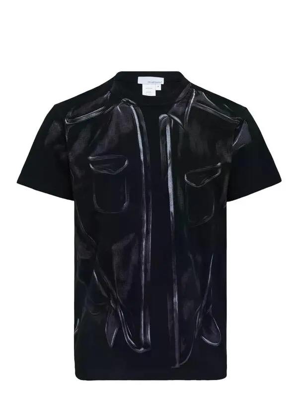 JUNTAE KIM Artisanal Petal Corset Shirt Cotton T-shirt - Black
