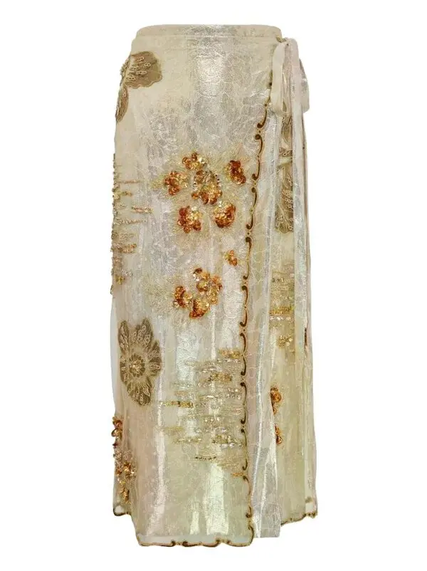 Biyan Sequin-embellished Tulle Skirt - Neutrals
