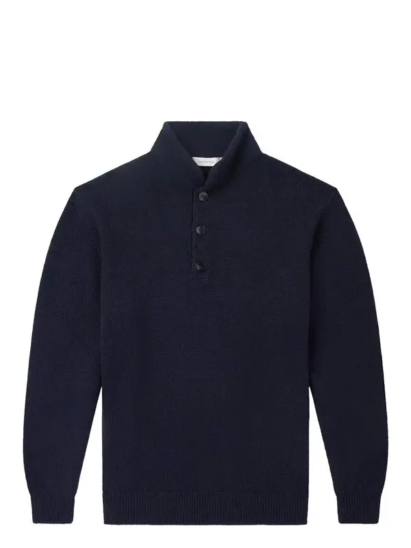 UMIT BENAN Francis Cashmere Polo Sweater - Blue