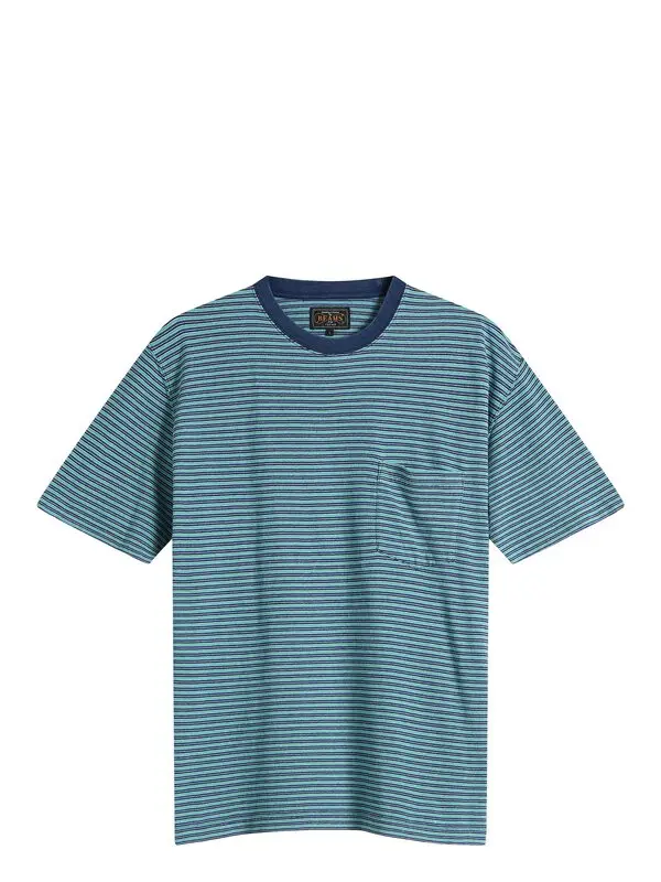 BEAMS Multi Stripe Pocket T-shirt - Green