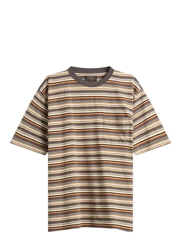 BEAMS Multi Stripe Pocket T-shirt - Grey