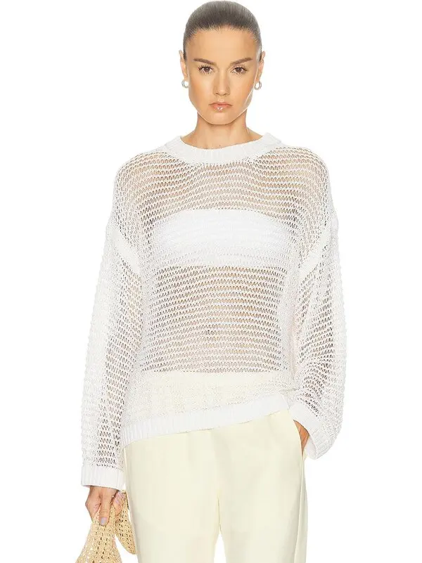TWP Wide Crewneck Long Sleeve Pullover Sweater - White