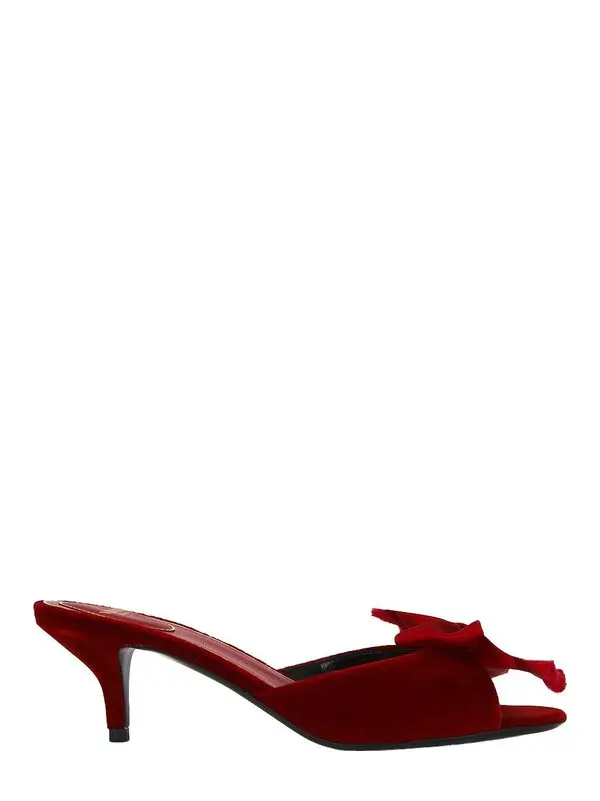 Valentino Garavani Vg Marie Velluto Bow 55 Mule - Rosso V