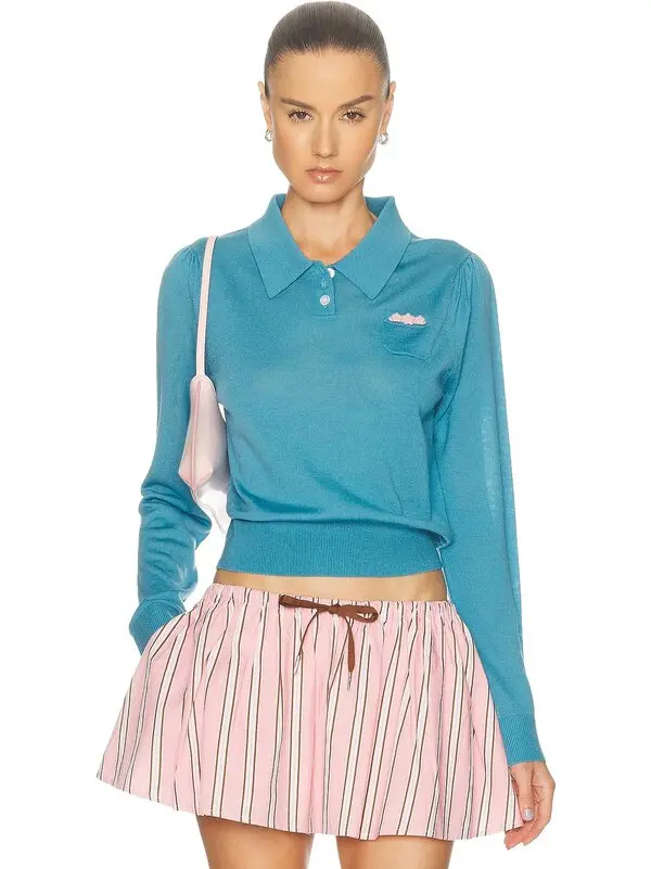 Sandy Liang Polo Sweater - Blue
