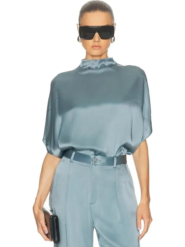 Lapointe Satin Cape Tee - Light Slate