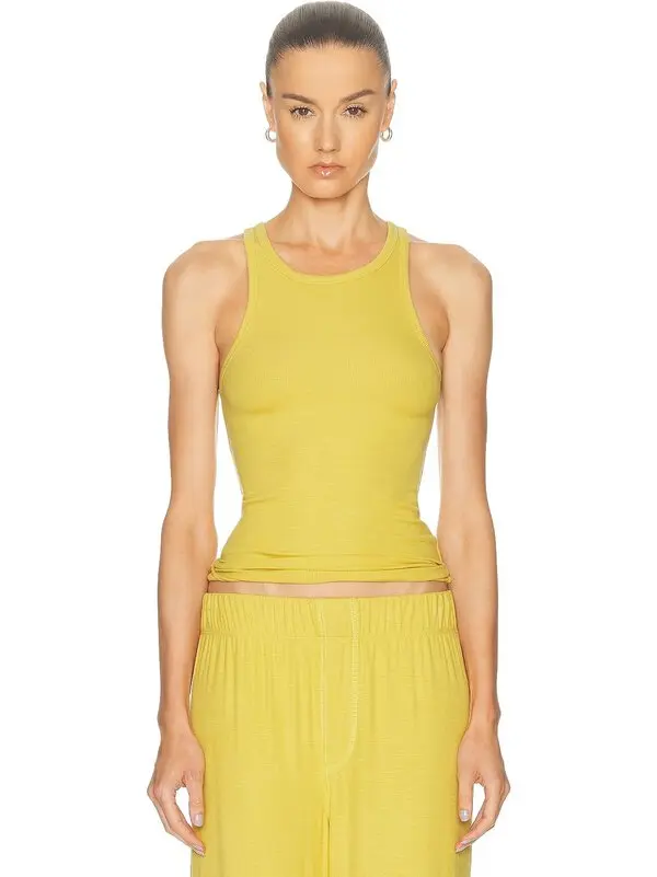Eterne High Neck Fitted Tank Top - Saffron
