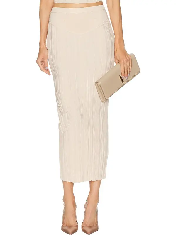 FLEUR DU MAL Three Way Ribbed Skirt - Tahini