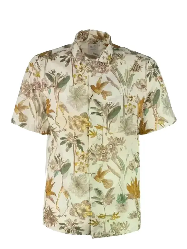 XACUS Floral-print Short-sleeve Shirt - Neutrals