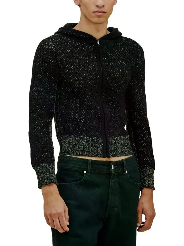 Eckhaus Latta Drift Zip-up Merino Wool Hoodie - Black