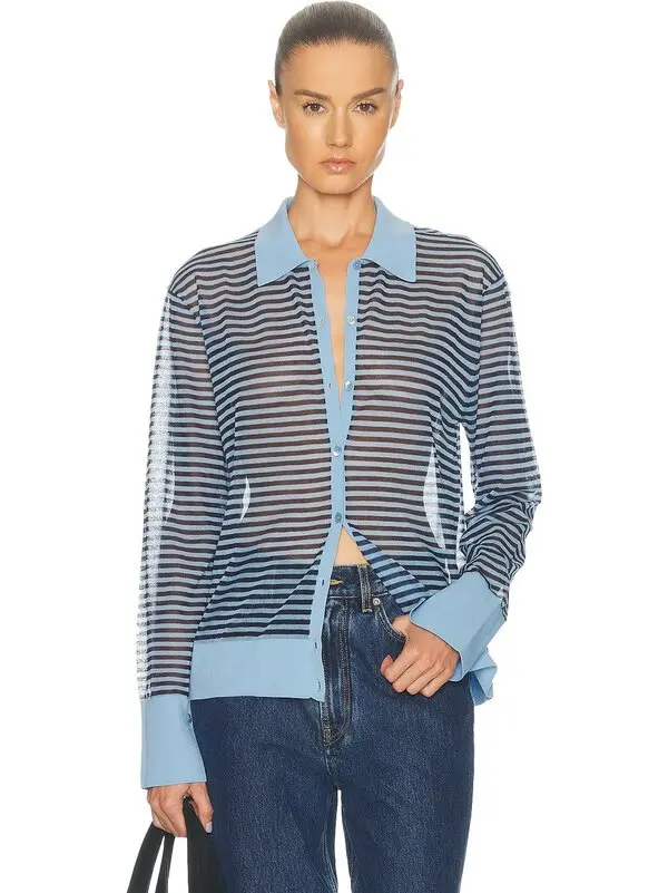 FRAME The Collared Cardigan - Powder Blue Multi