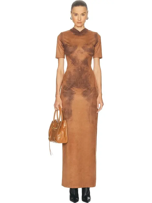 Acne Studios Dueda Faux Suede Dress - Cognac Brown