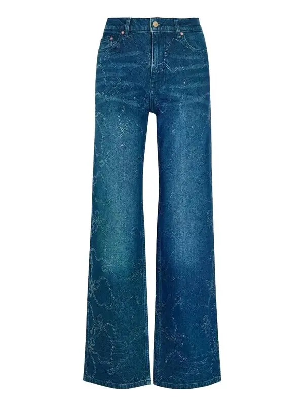 LoveShackFancy Dessa Embellished Jeans - Blue