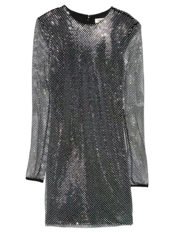 L'Agence Crystal-embellished Long-sleeve Dress - Silver