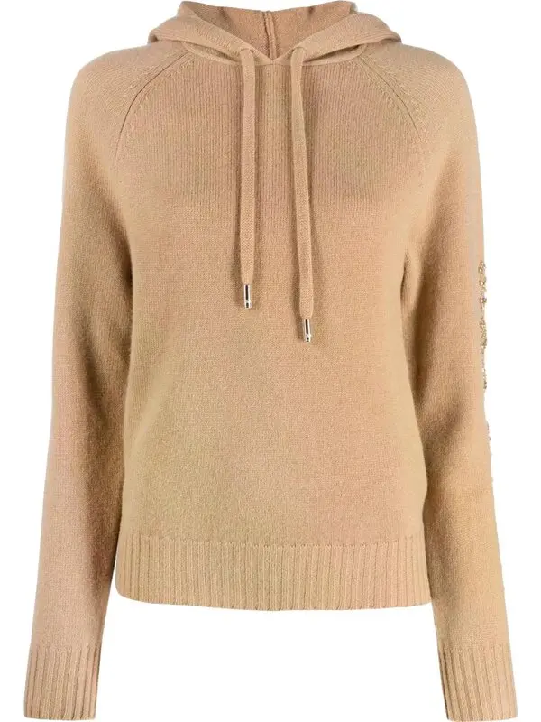 Max Mara Crystal-embellished Knitted Hoodie - Neutrals