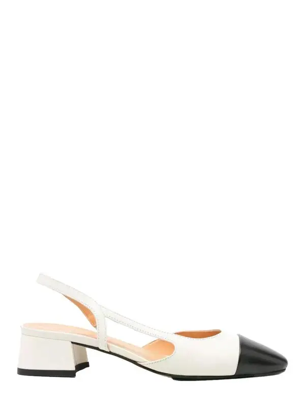 JULIE DEE Cap Toe Slingback Pumps - White