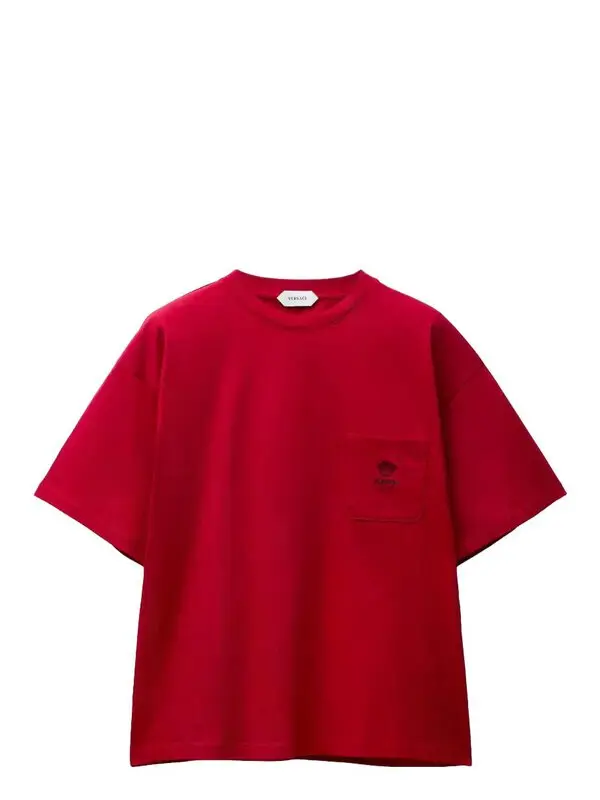 Versace Embroidered Cotton-jersey T-shirt - Red
